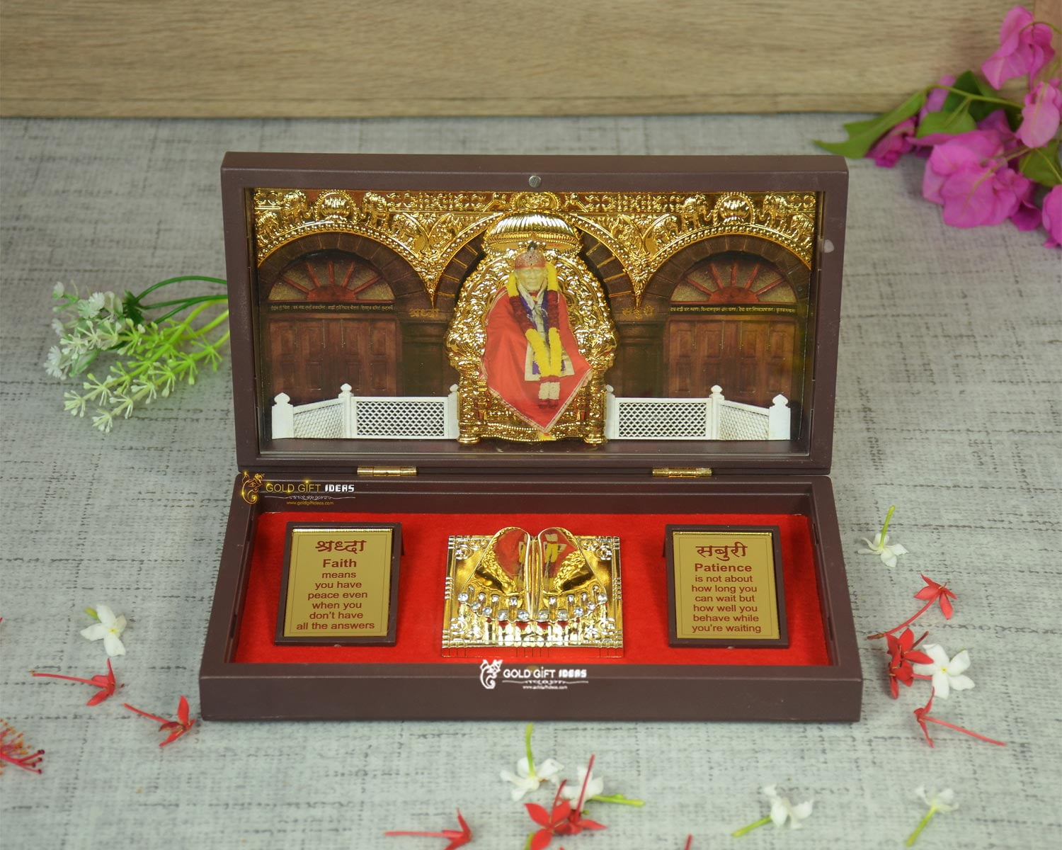 GoldGiftIdeas 24K Gold Plated Sai Baba Photo Frame with Charan Paduka ...