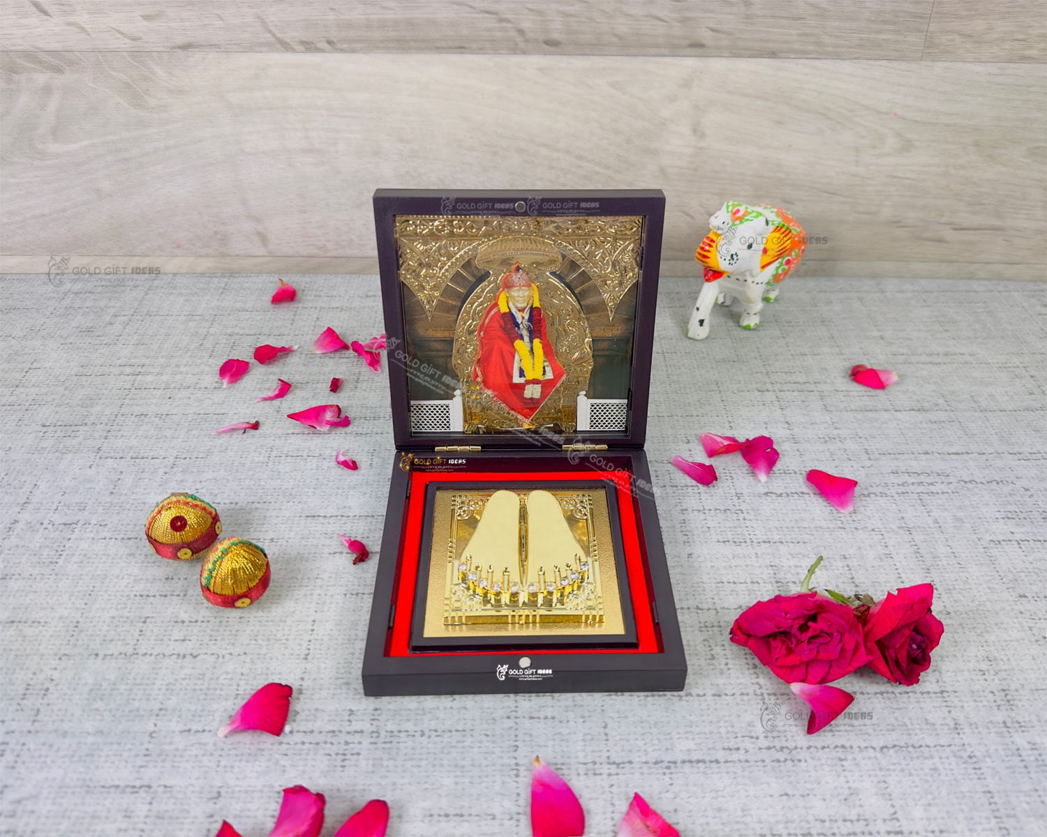 GoldGiftIdeas 24K Gold Plated Shirdi Sai Baba Photo Frame with Charan ...