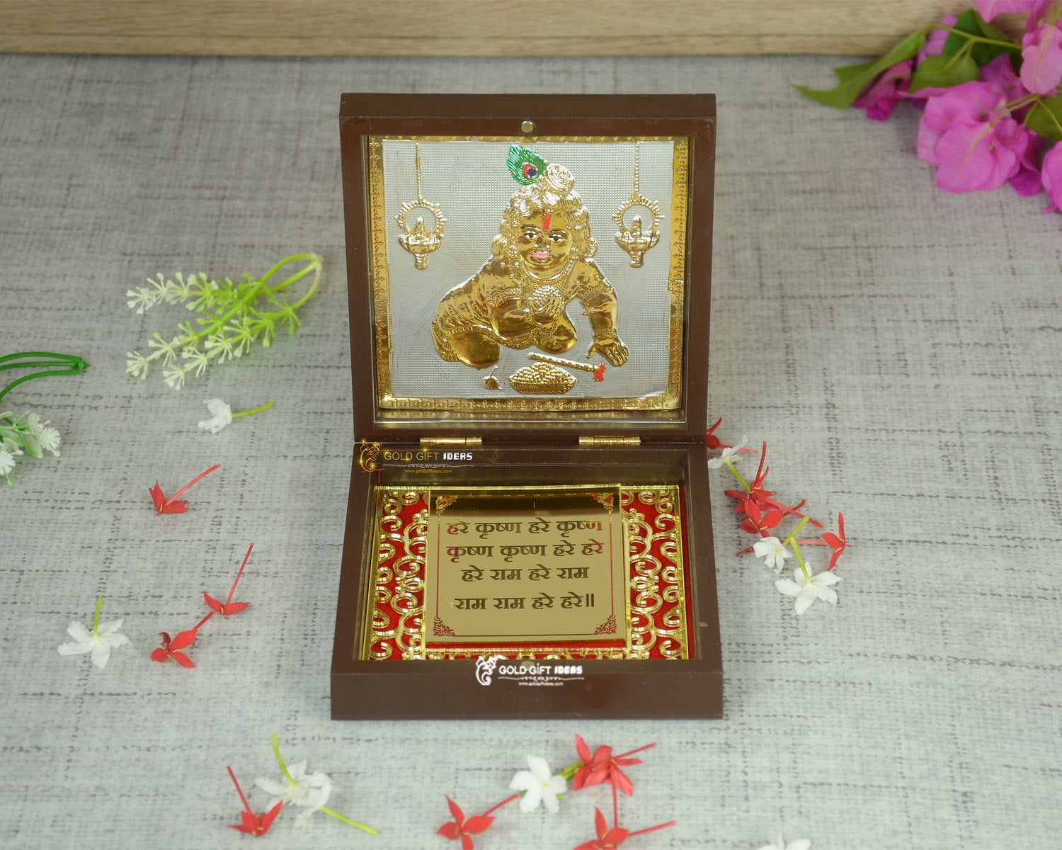 GoldGiftIdeas 24K Gold Plated Square Bal Gopal Photo Frame for Home ...
