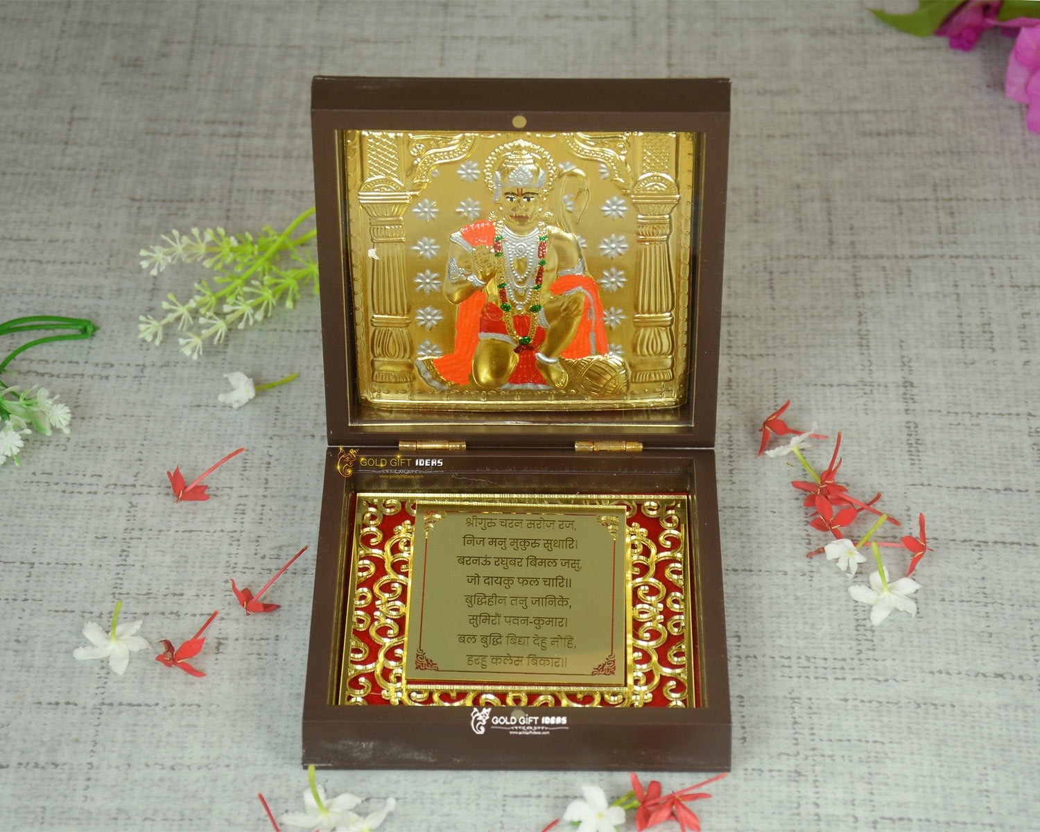 GoldGiftIdeas 24K Gold Plated Square Hanumanji Photo Frame for Home ...