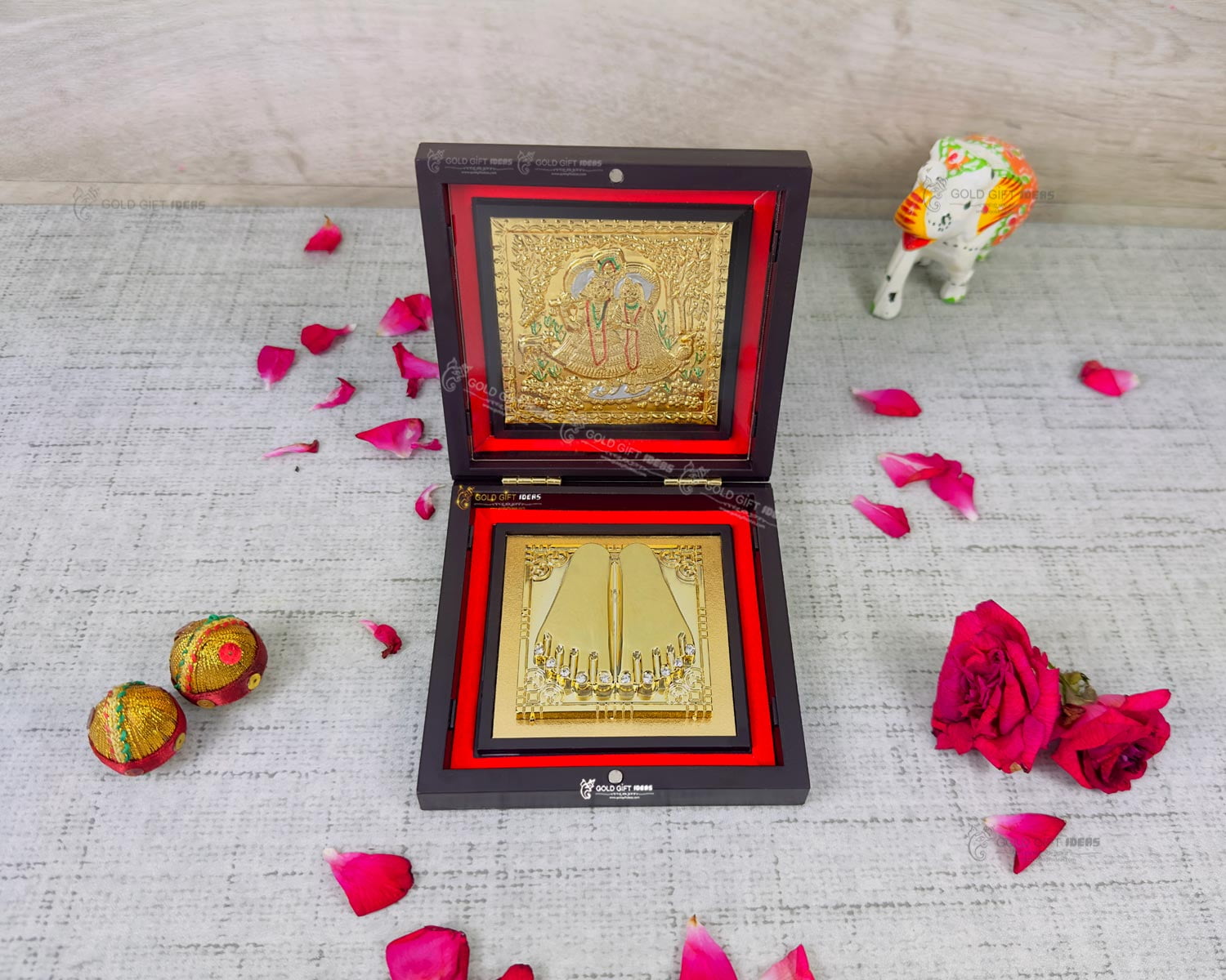 GoldGiftIdeas 24K Gold Plated Square Radha Krishna Photo Frame with ...