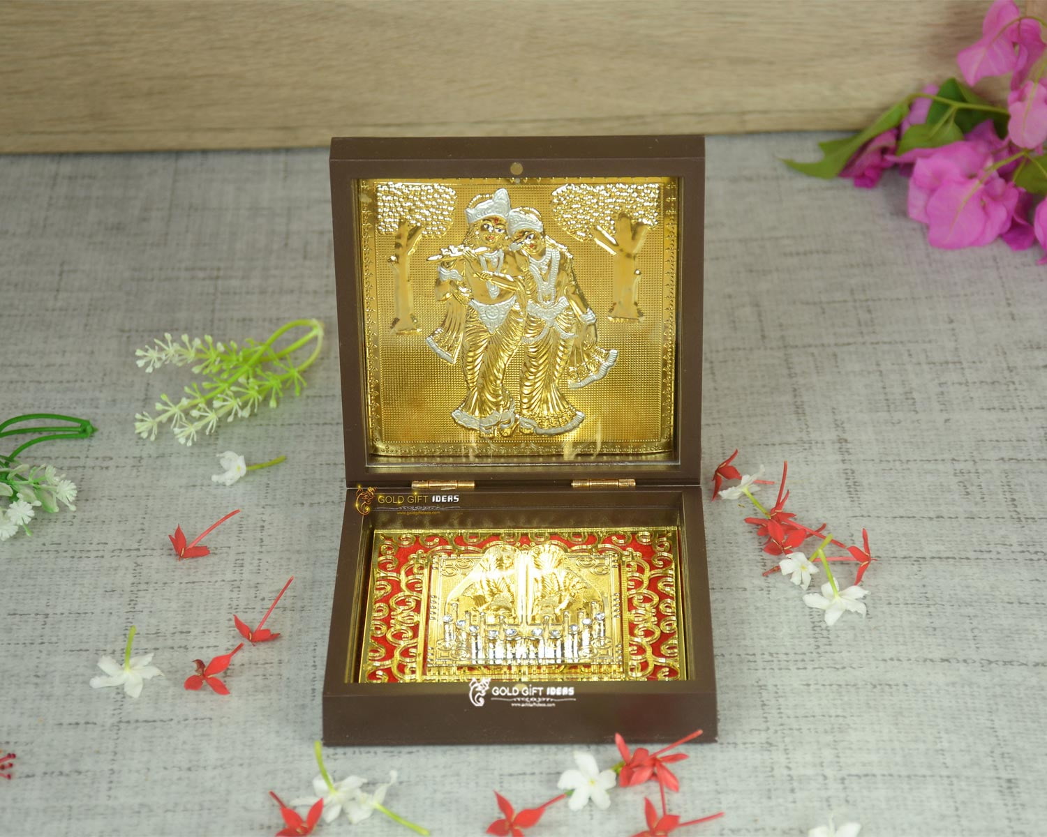 GoldGiftIdeas 24K Gold Plated Square Radhe Krishna Photo Frame with ...