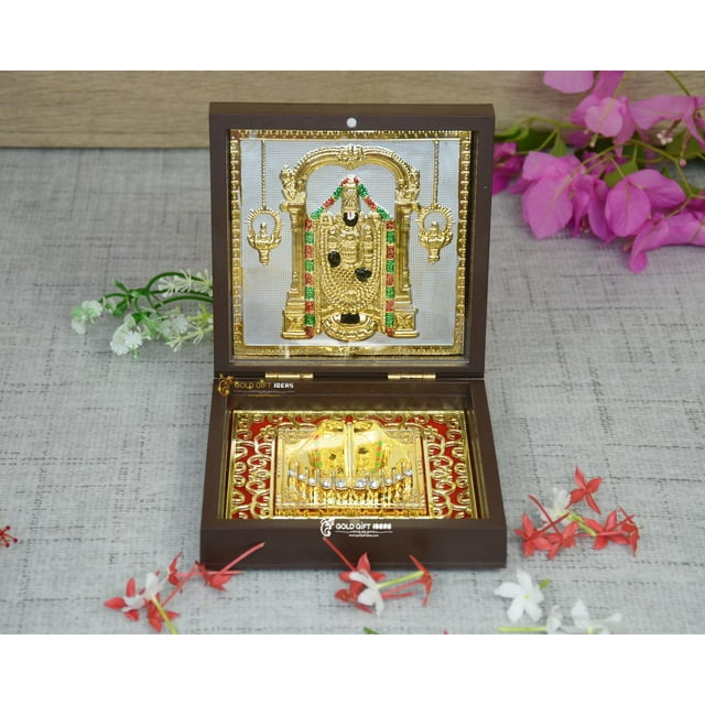 GoldGiftIdeas 24K Gold Plated Square Tirupati Balaji Photo Frame with ...