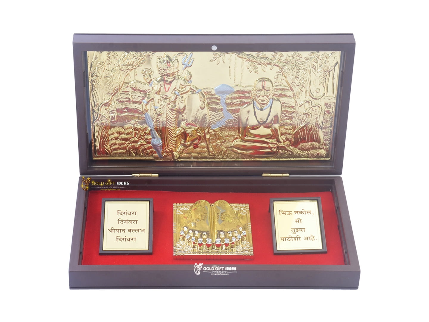 GoldGiftIdeas 24K Gold Plated Swami Samarth Photo Frame Charan Paduka ...