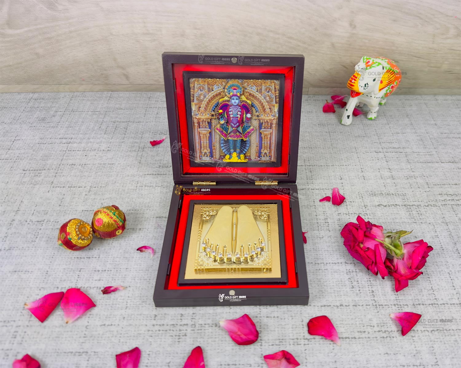 GoldGiftIdeas 24K Gold Plated Swaminarayan Photo Frame with Charan ...