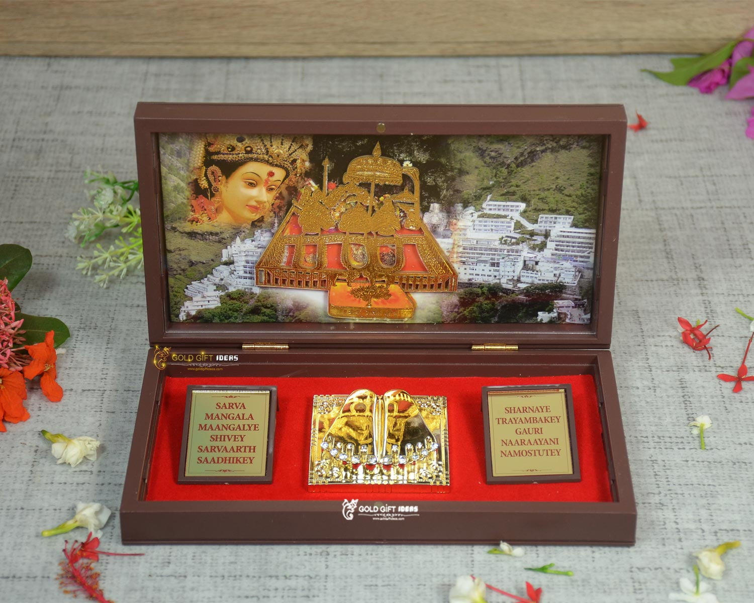 GoldGiftIdeas 24K Gold Plated Vaishno Devi Photo Frame with Charan ...