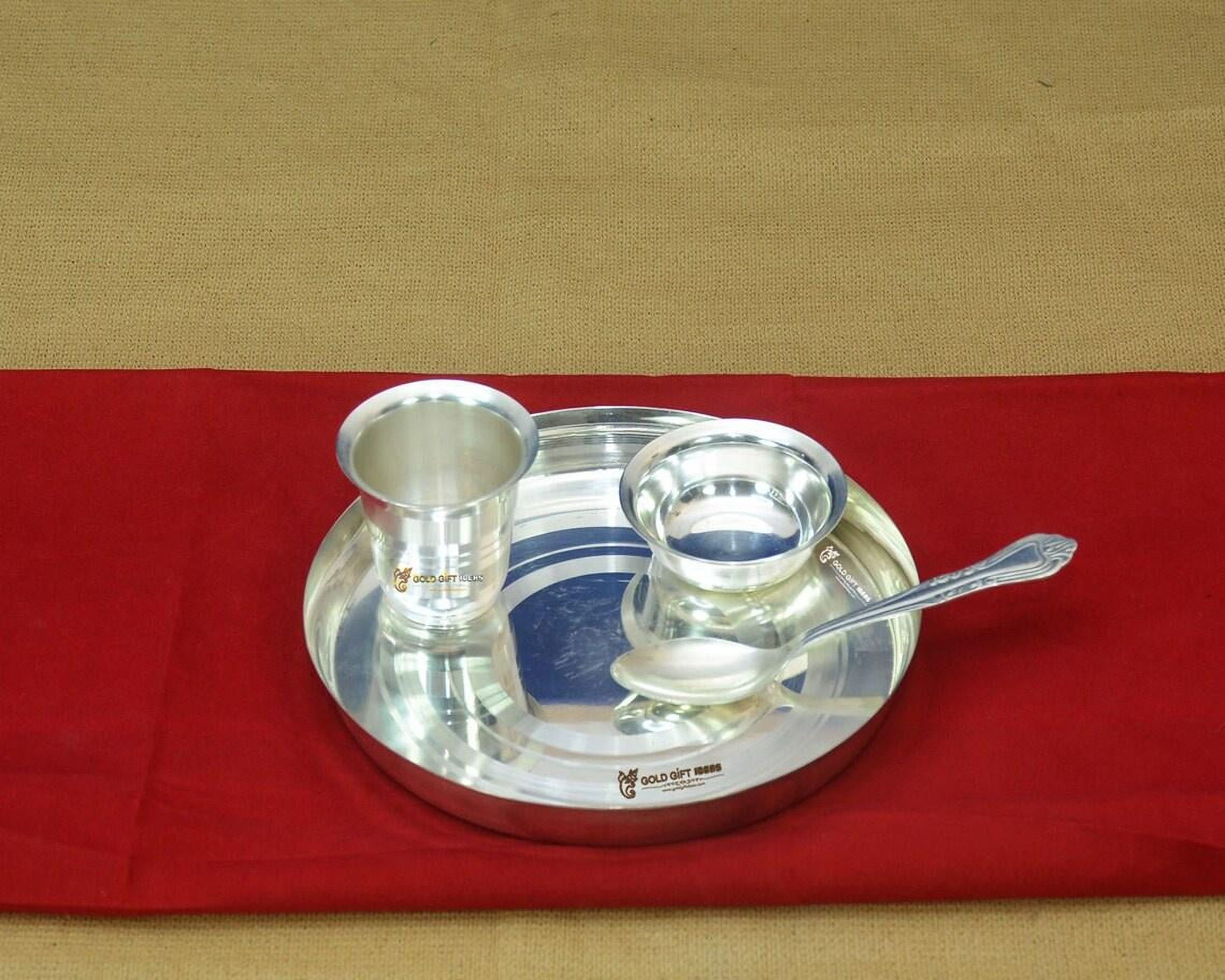 GoldGiftIdeas 7 Inch Silver Plated Dinner Set for Gift, Dinner Set for ...