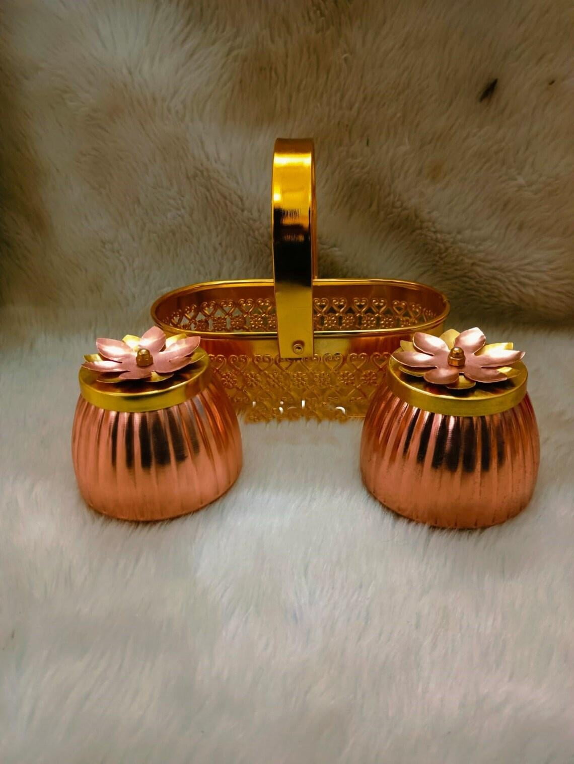 GoldGiftIdeas Copper Hammered Dry Fruit Bowl with Tray, Kids Birthday ...