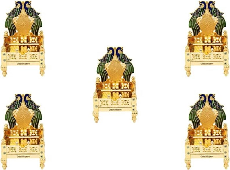 GoldGiftIdeas Gold Plated Peacock Shape Laddu Gopal Singhasan for Pooja ...