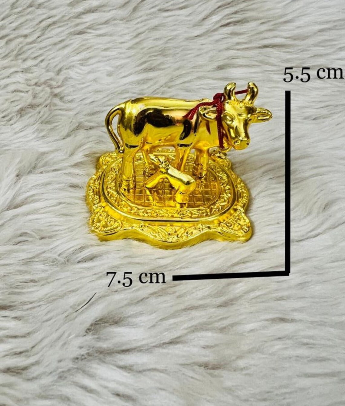 GoldGiftIdeas Oxidized Gold Plated Cow and Calf Idol for Gift, Kamdhenu ...