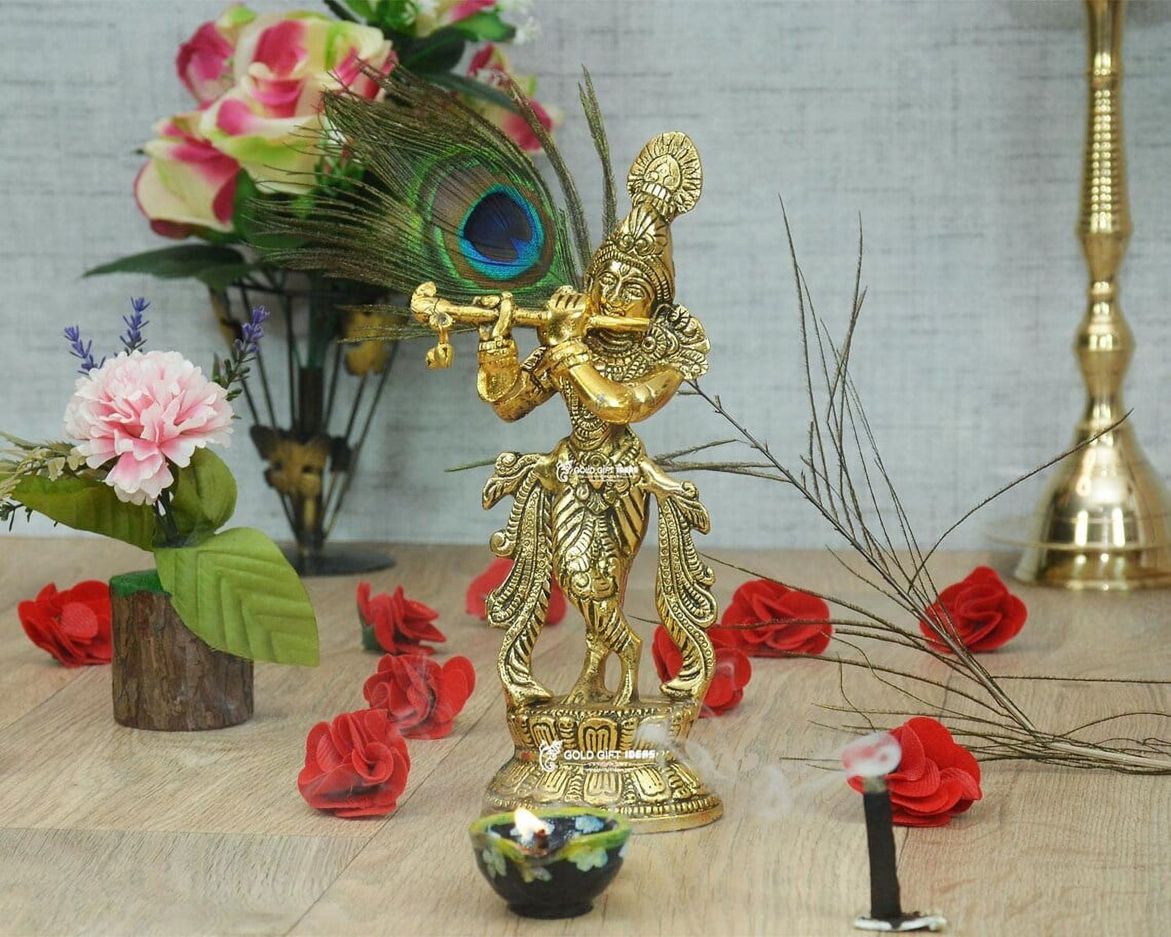 GoldGiftIdeas Oxidized Gold Plated Murlidhar Krishna Idol for Pooja ...
