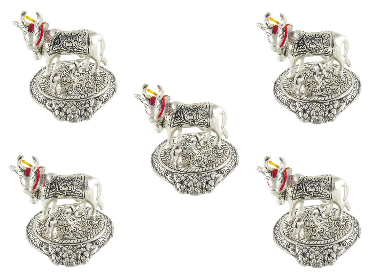 GoldGiftIdeas Oxidized Silver Plated Cow and Calf Idol for Home Decor ...