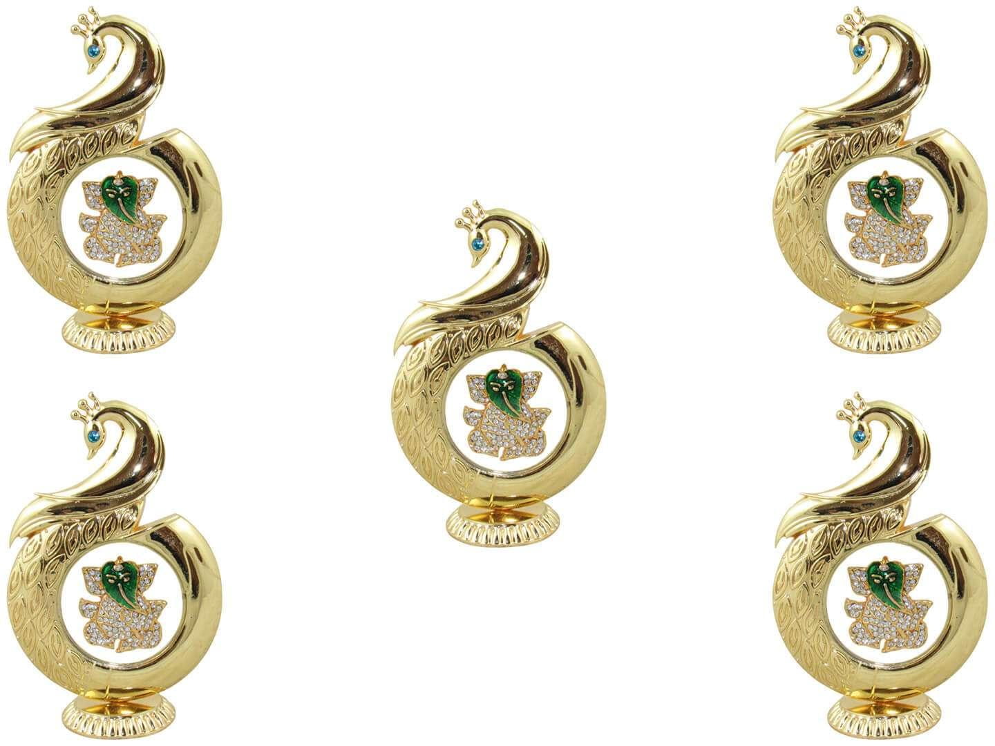 GoldGiftIdeas Peacock Shape Pan Ganesha Idol for Car Dashboard, Ganesh ...