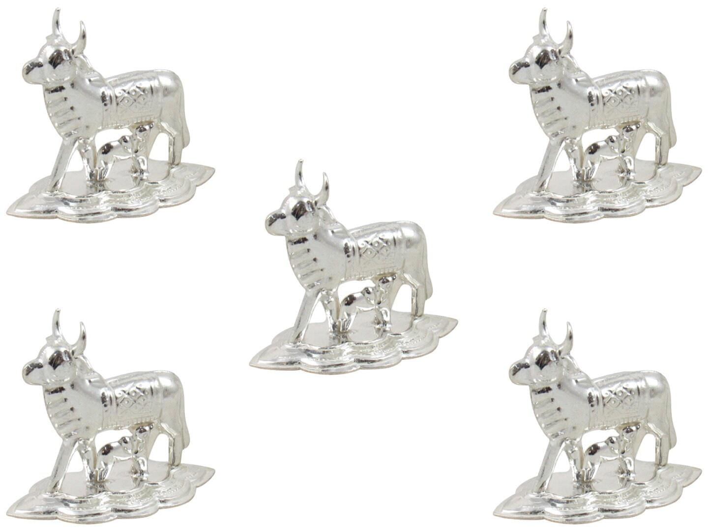 GoldGiftIdeas Pure Silver Cow and Calf Statue, Housewarming Return ...