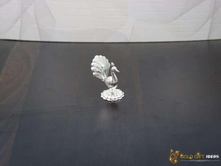 GoldGiftIdeas Pure Silver Dancing Peacock Showpiece Home Decor, Silver ...