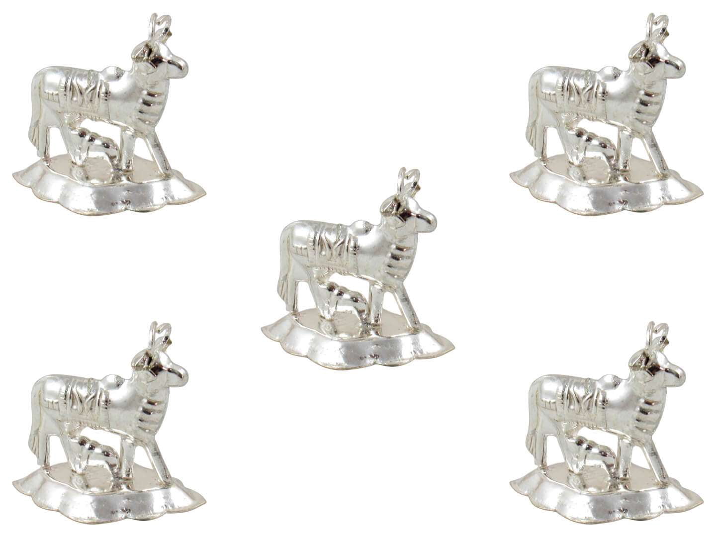 GoldGiftIdeas Silver Plated Cow and Calf Idol for Pooja (Kamdhenu Cow ...