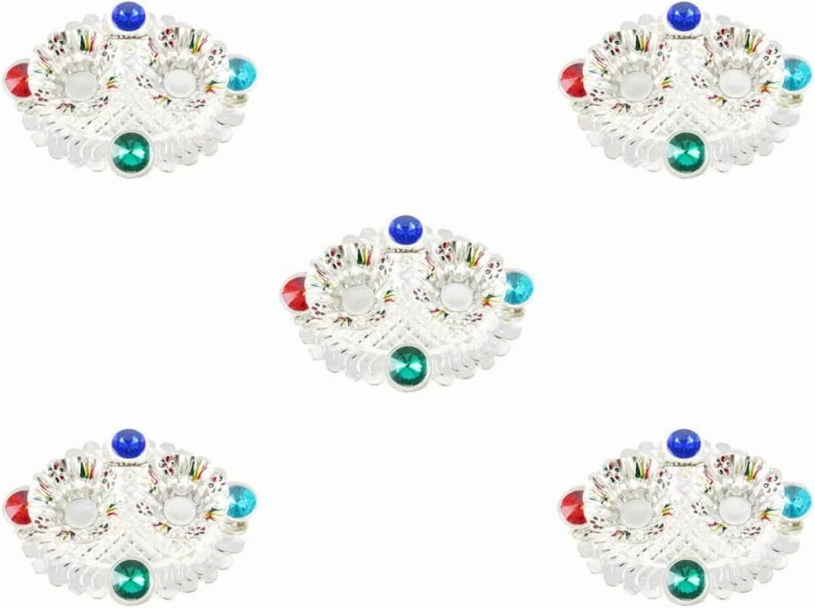 GoldGiftIdeas Silver Plated Four Stone Kankavati Pooja Thali Set for ...