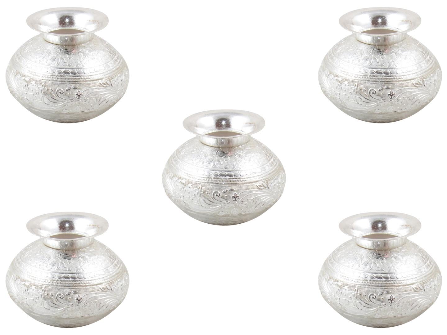 GoldGiftIdeas Silver Plated Nakshi Pooja Kalash(Lota), Puja Articles ...