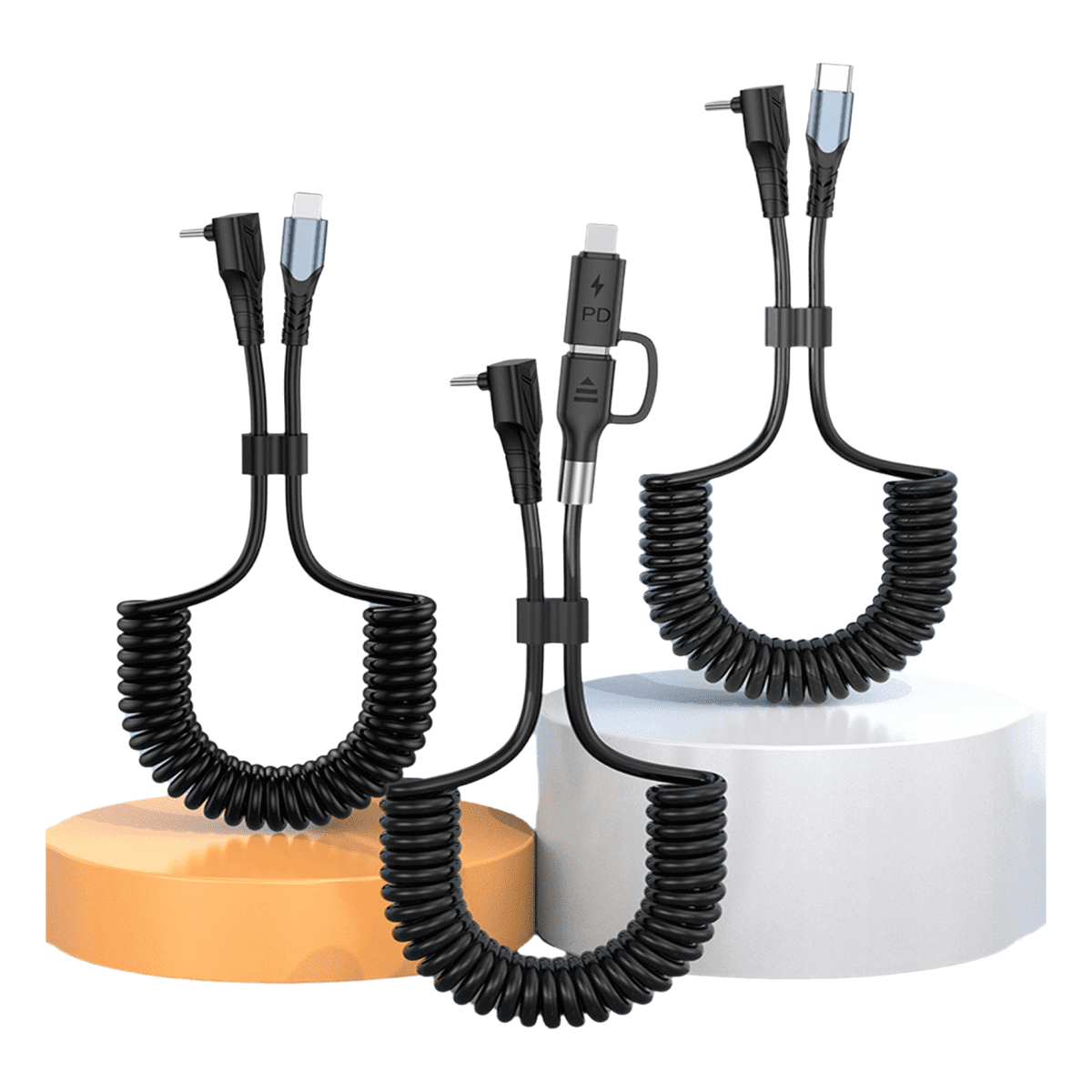 GoldHub 1PC Type-C Cable Safe Fast Charging Cable Telescopic Spring ...