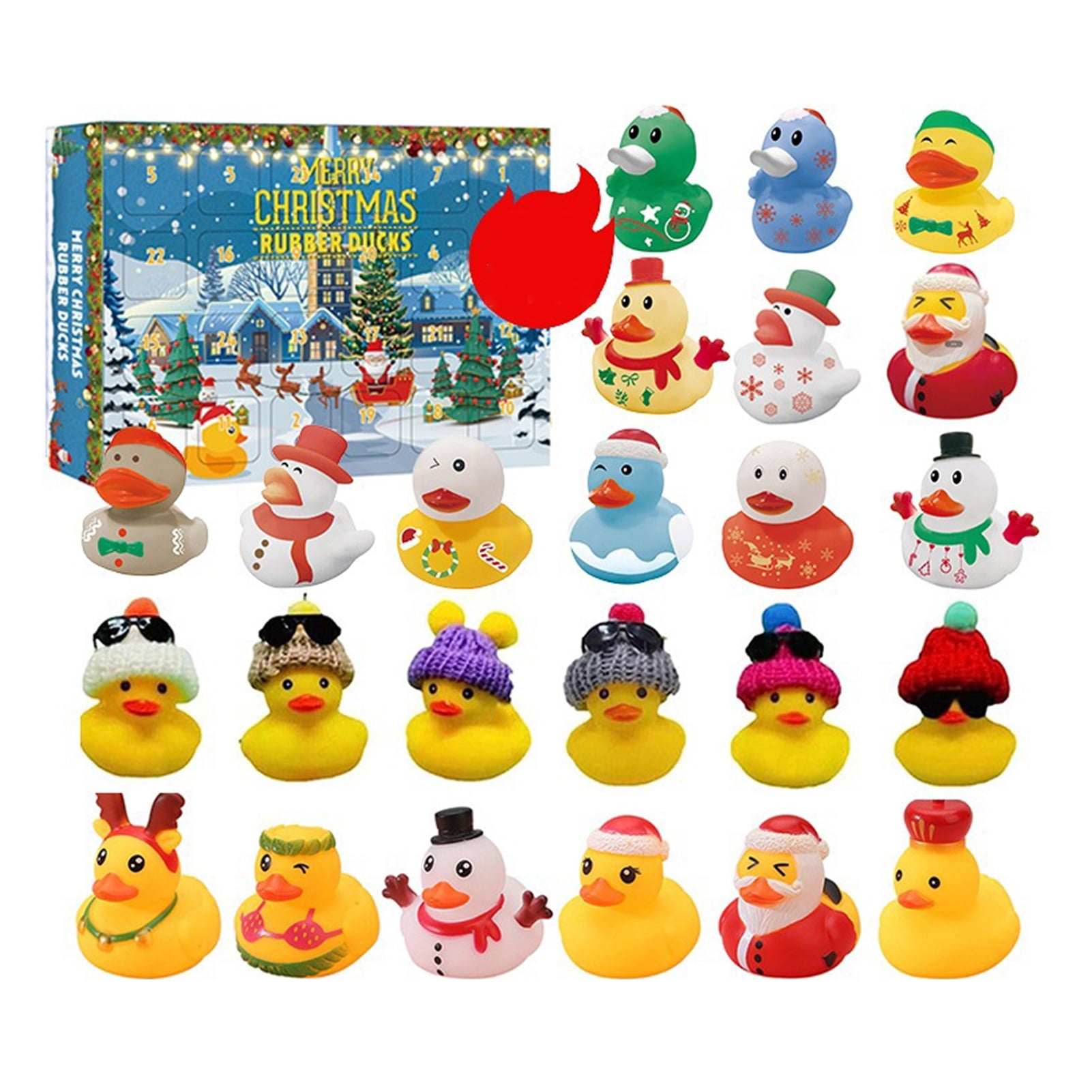 GoldHub 24Pcs/Set Christmas Countdown Duck Blind Box Mini Vinyl Cartoon ...