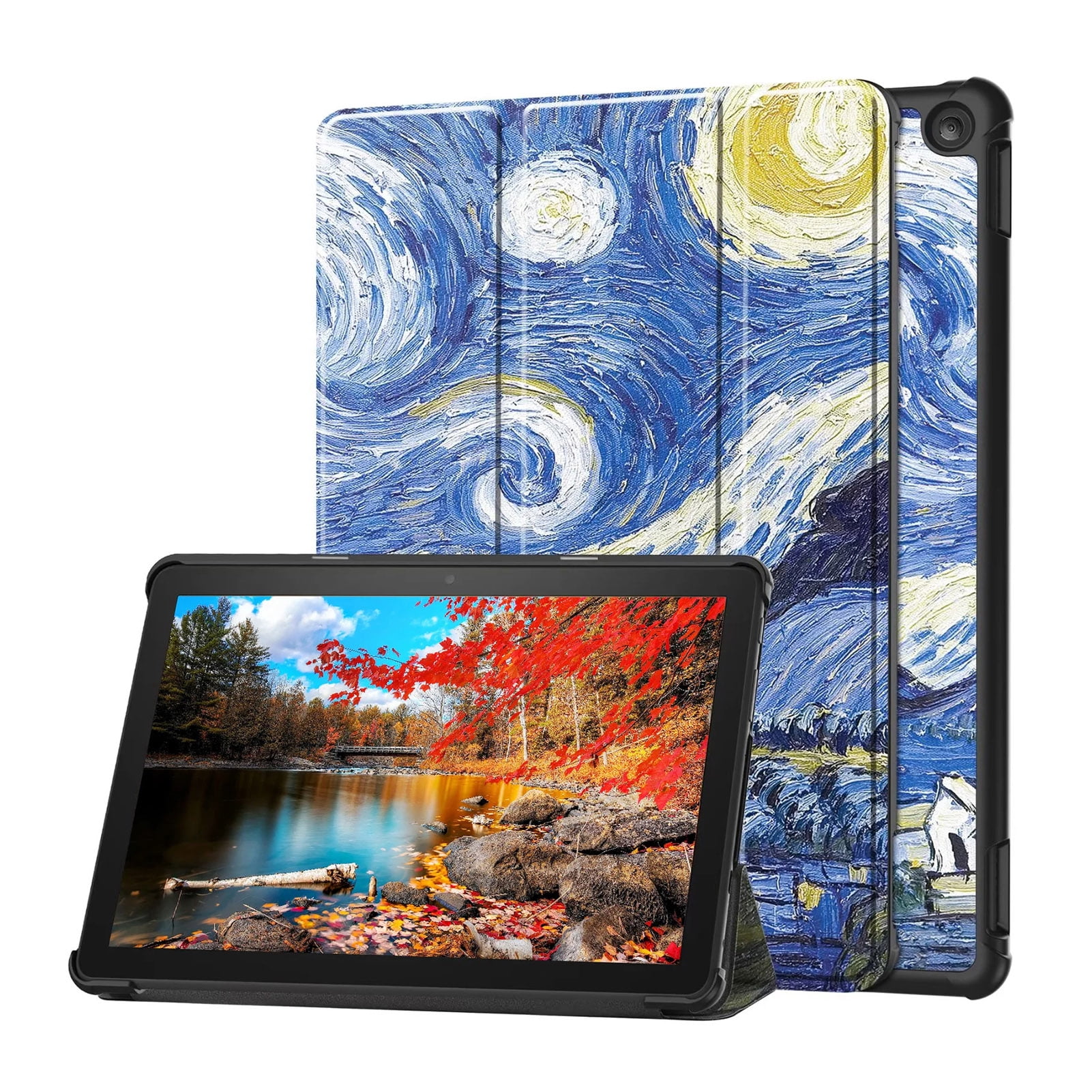 GoldHub Faux Leather Tablet Protective Case with Triple Fold Bracket ...