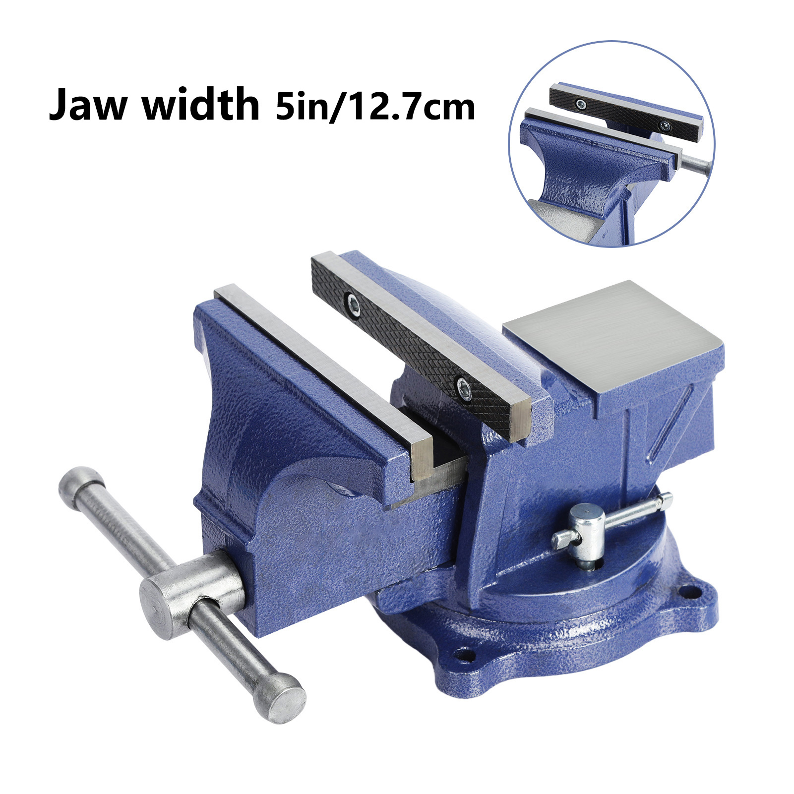GoldHub Iron Bench Vise with 360-Degree Double Locking Swivel Base Rust ...