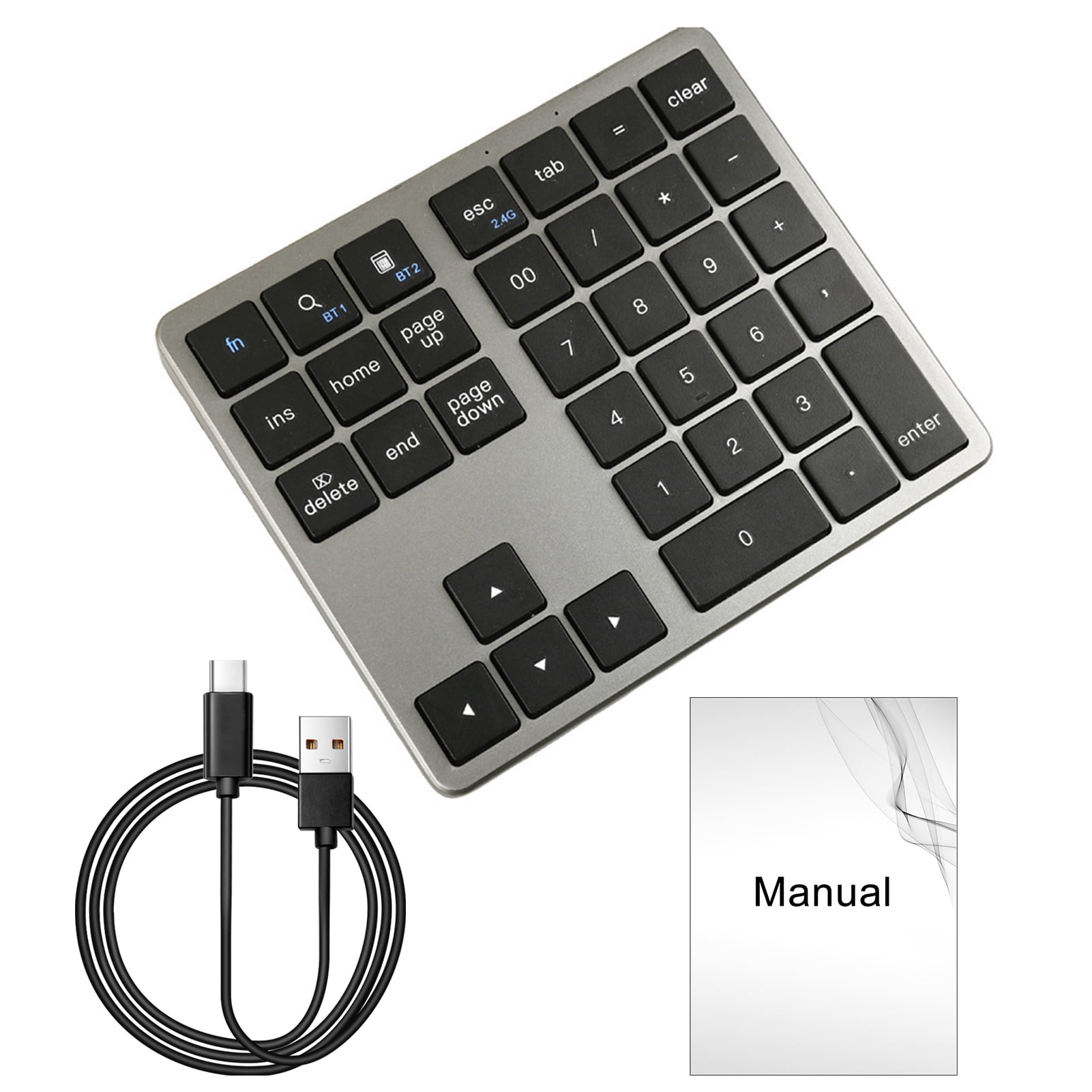 GoldHub Wireless Bluetooth-compatible Number Pad 35 Keys Silent Number ...