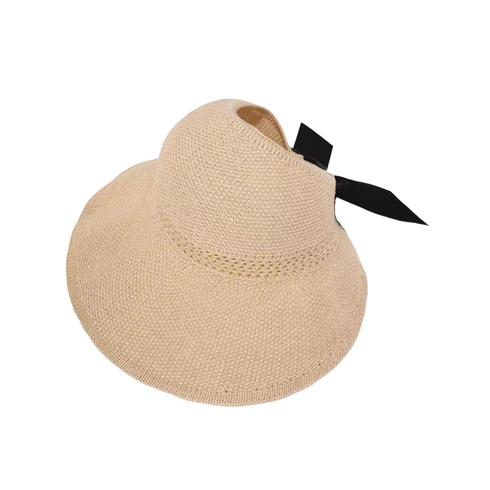 GoldHub Women Summer Sun Hat Wide Brim Empty Top Hat Foldable Travel ...