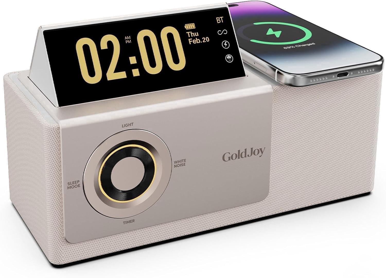 GoldJoy Speaker,Charging Station, Digital Clock,Sunset Lamp & White ...