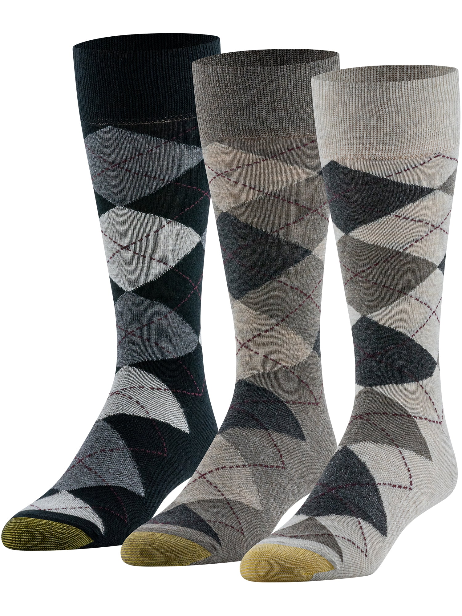 GoldToe Edition Mens Dress Argyle Crew Socks Assorted, 3 Pack - Walmart.com
