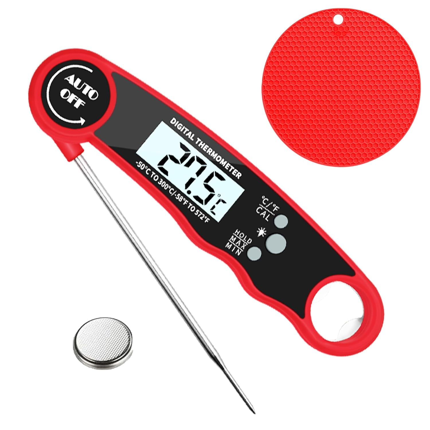 GoldTone Instant Read Digital Food Thermometer - Auto Shut Off Backlit Meat Thermometer with ...