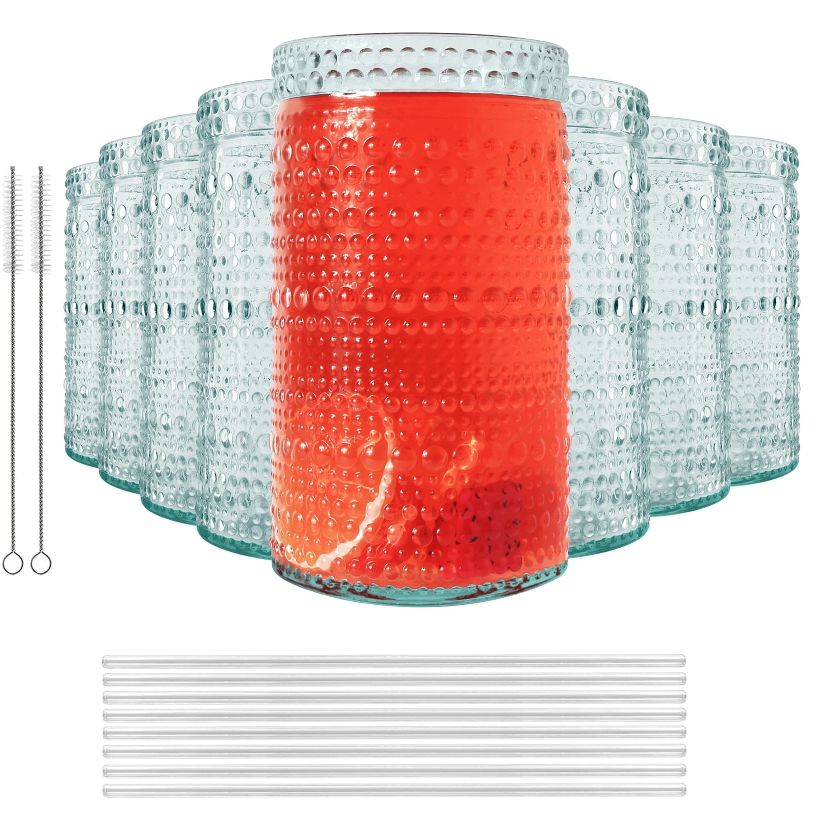 Goldarea Handmade Hobnail Beverage Glassware Set of 8 - 16oz for Whisky ...