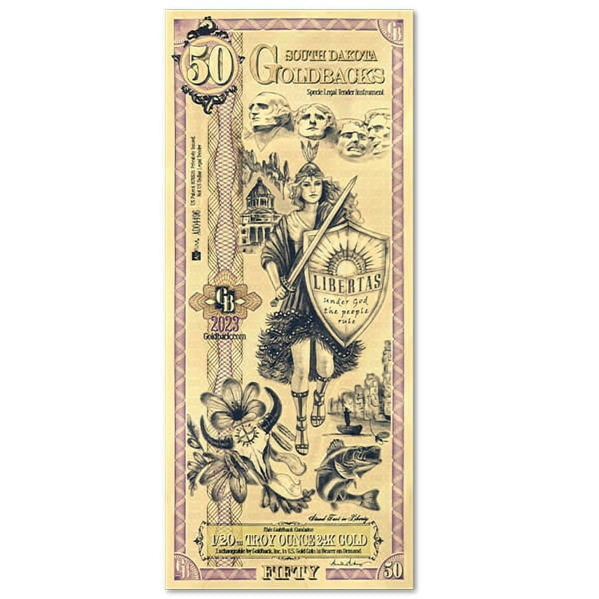 Goldback 50 South Dakota Goldback - Libertas, 1/20th Troy oz 24K Gold ...