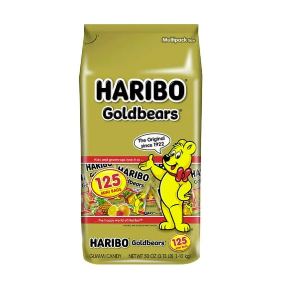 Haribo Goldbears Rainbow Gummies, 0.4 oz Mini Bags, 125 ct, 50 oz ...