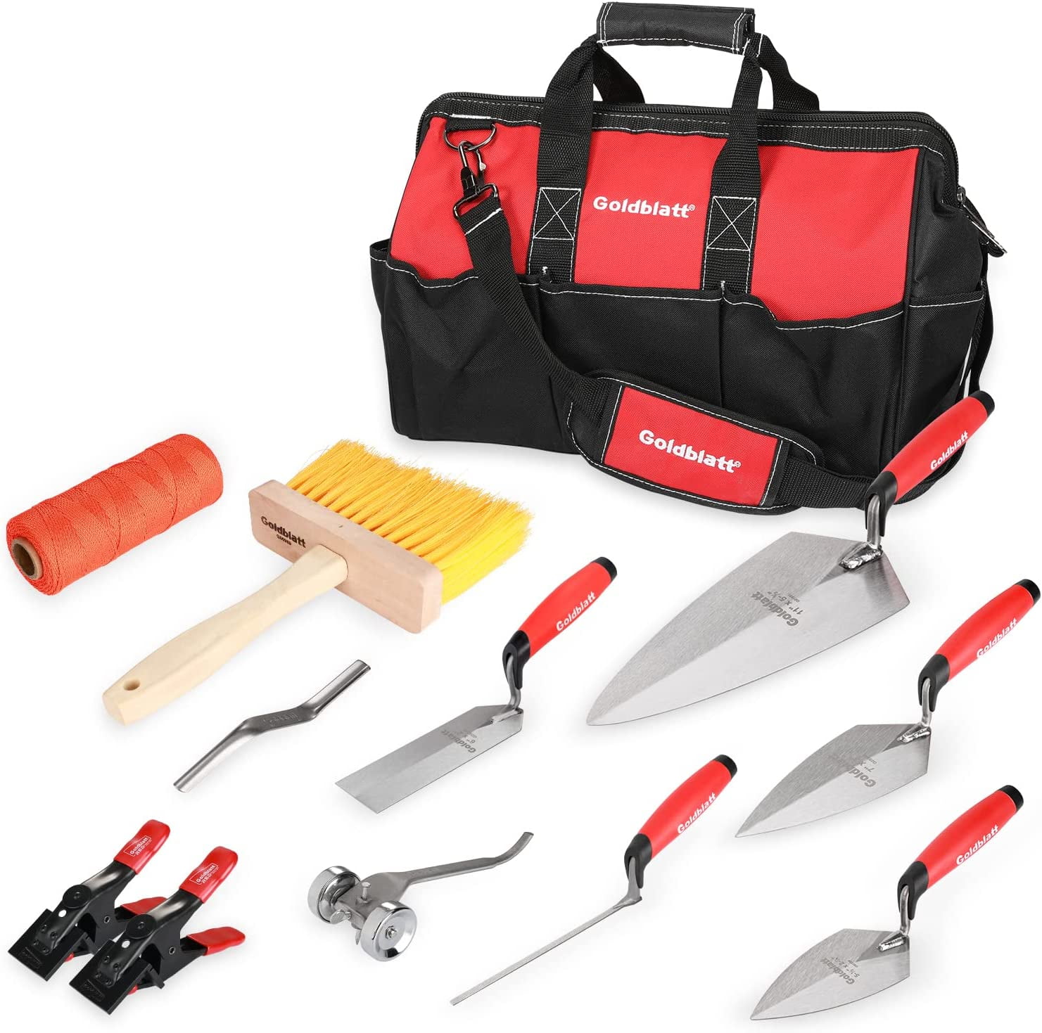 Goldblatt 12PC Masonry Hand Tool Set Organized in Tool Bag - Philadelphia/Pointing/Margin/Tuck ...
