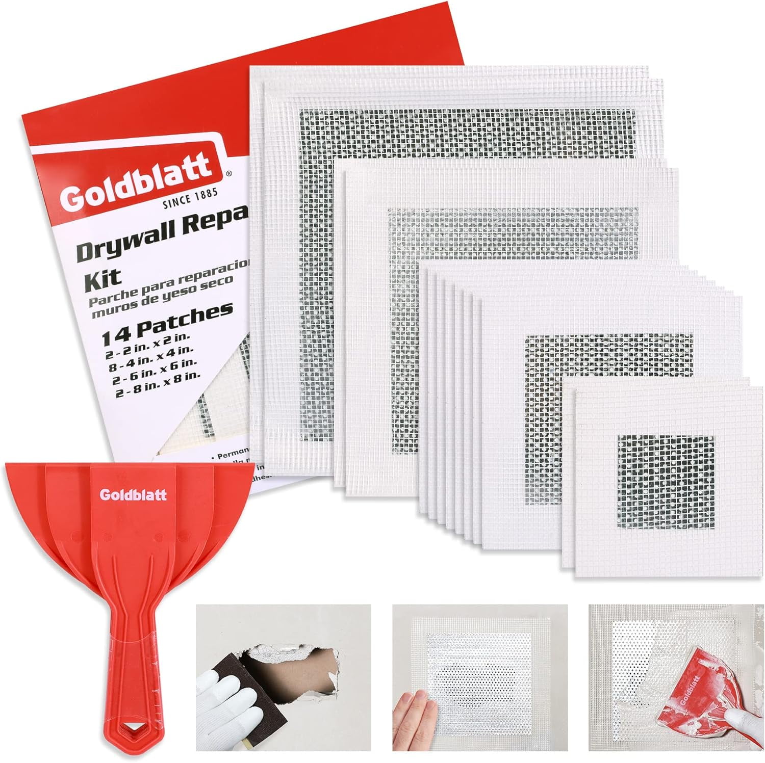 Goldblatt 17 Pieces Drywall Repair Kit - Plastic Putty Knife Set & 2/4 ...