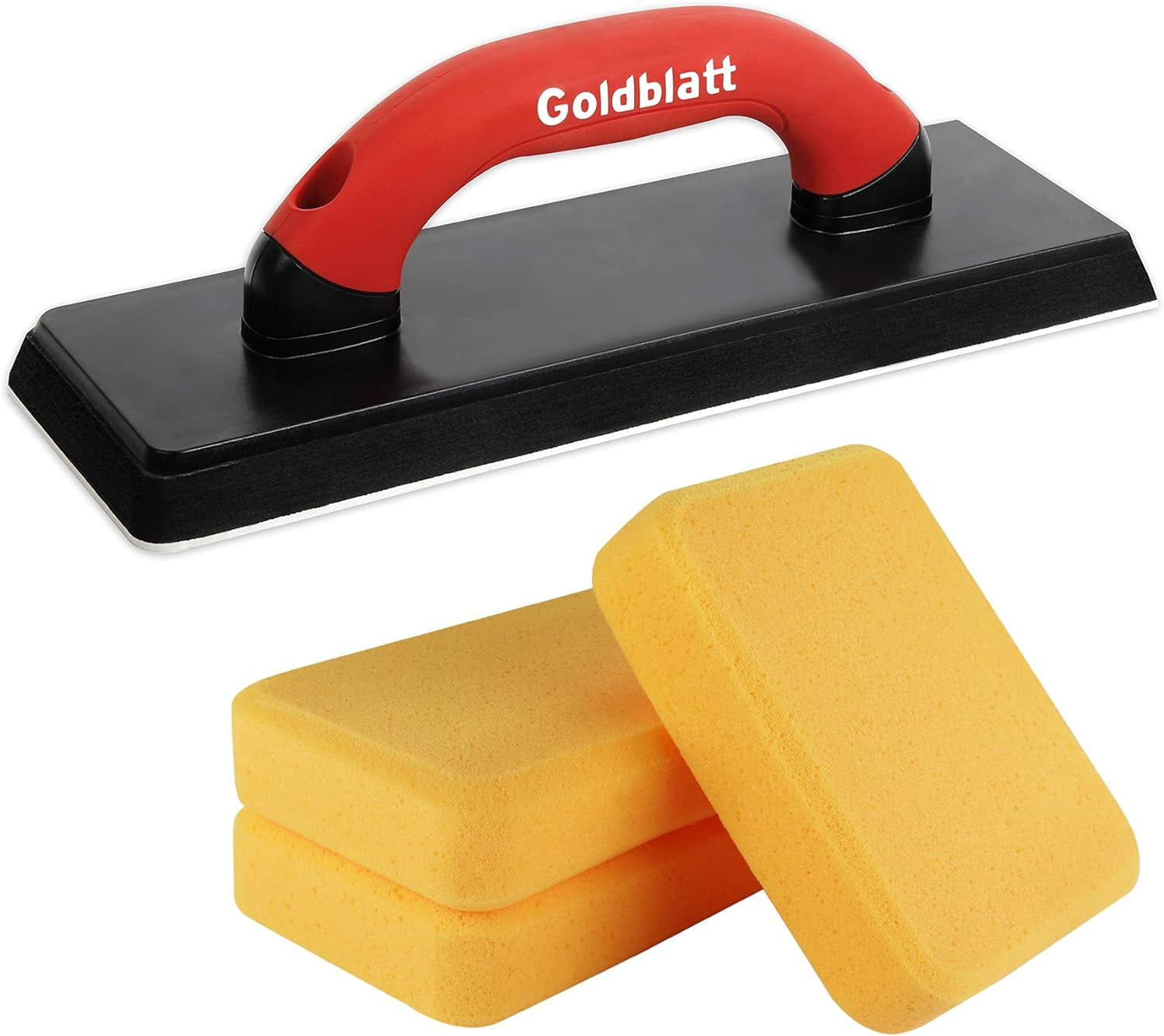 Goldblatt 4" x 12" Grout Float with 3 Pack Sponges for Grout Cleaning - Molded Rubber Grout ...