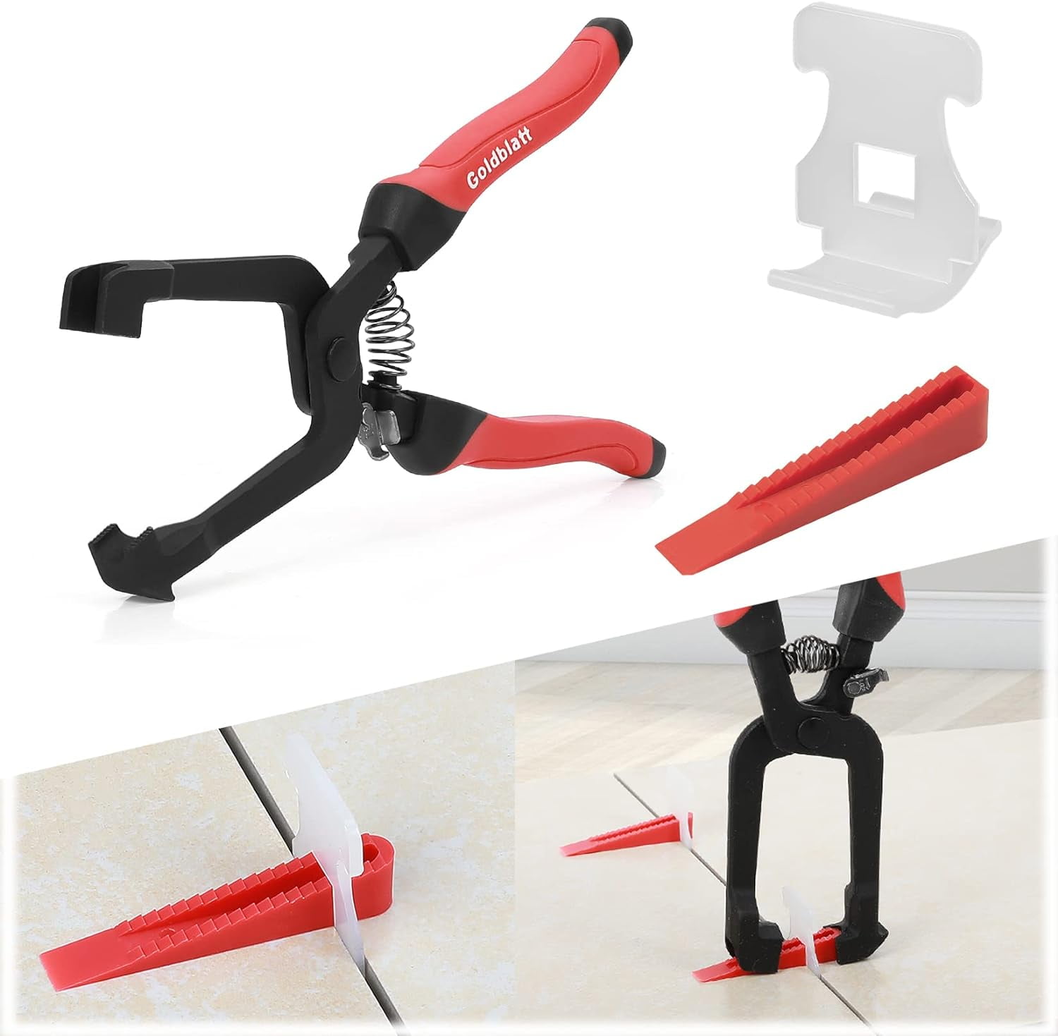 Goldblatt Floor Tile Leveling System with Tile Plier, 100-Piece 1/16 ...