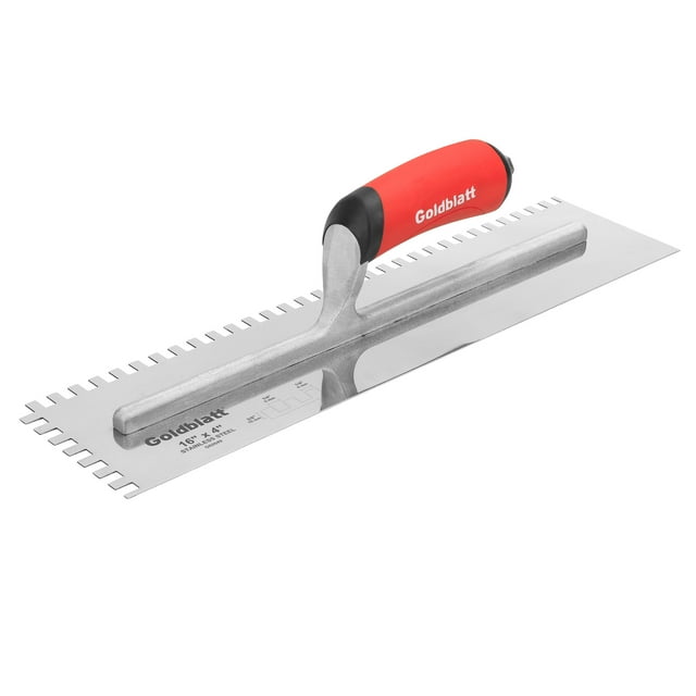Goldblatt G02049 Pro XL 16 in. x 4 in. Stainless Steel Notch Trowel 1/4 ...