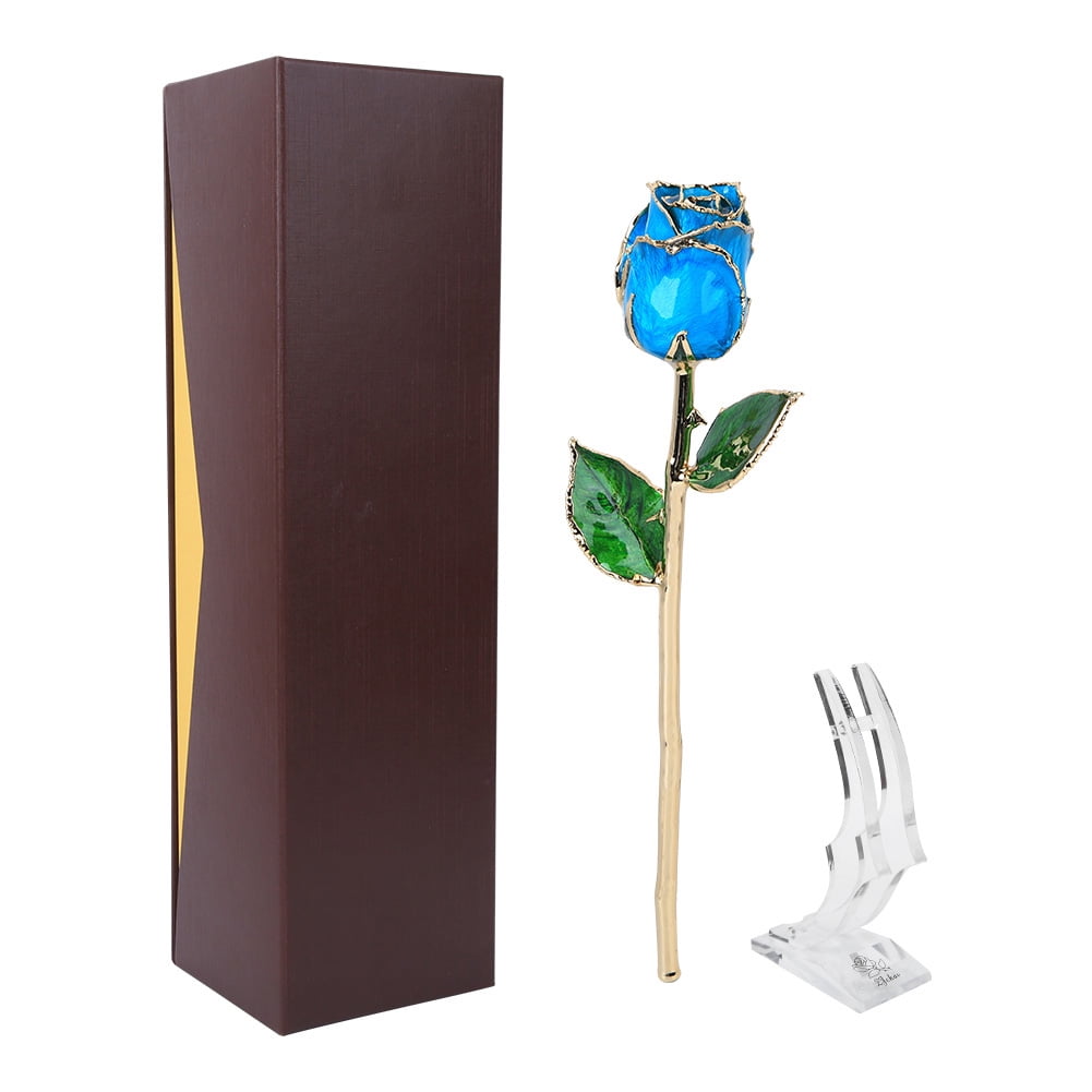 Golded Rose Flower Azure 24K with Base Gift Decoration for Mother's Day ...