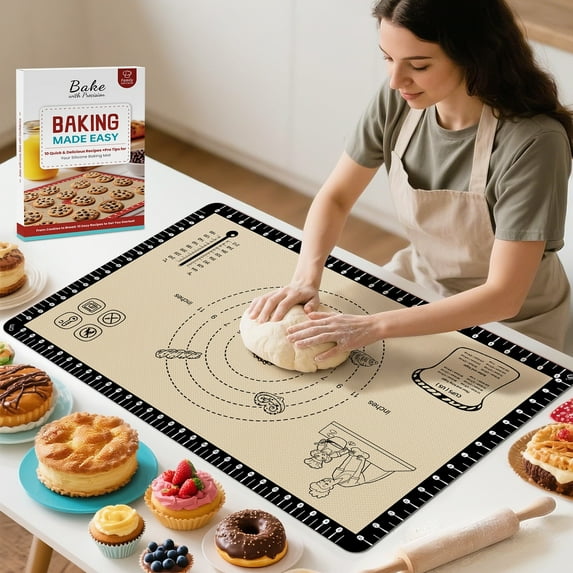 Goldeer Silicone Baking Mat with Recipes, Non-Stick & 0.7mm Extra Thick ...