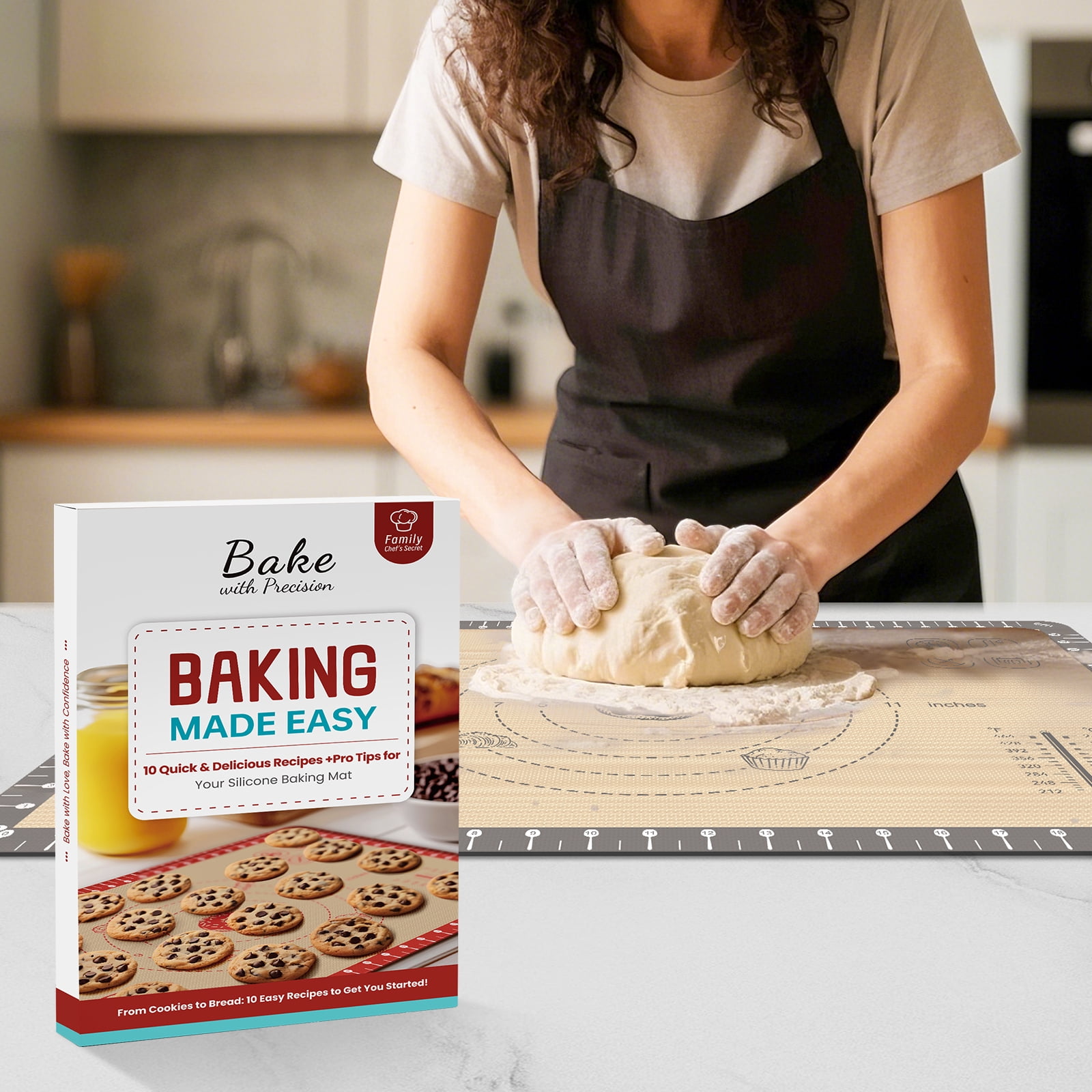 Goldeer Silicone Baking Mat with Recipes, Non-Stick & 0.7mm Extra Thick ...
