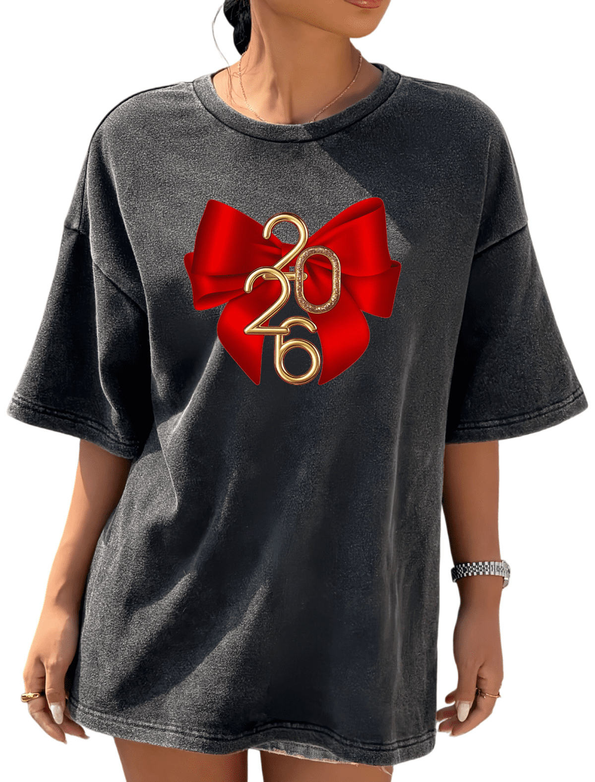 Golden 2026 Red Bow Print Tshirt Graphic Tees Black Shirts S-2XL Tops ...