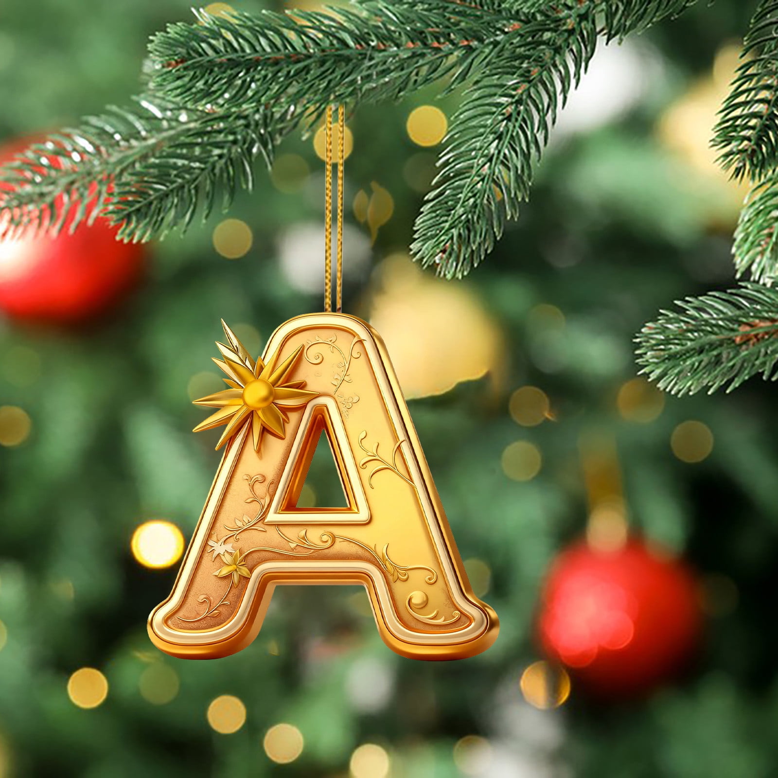 Golden 26 Letter Ornaments, Name Pendant,Free Combination Ornament,2D Plane Acrylic Pendant ...