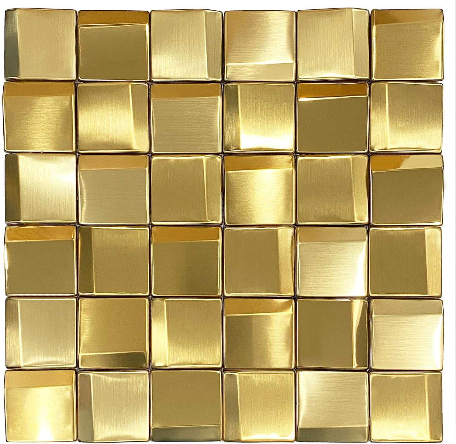 Golden 3D Wall Panels 2x2 Metal Mosaic Tile Sheets Backsplash Accent ...
