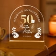 Golden 50th Wedding Anniversary Custom Night Light Acrylic Board Wooden ...