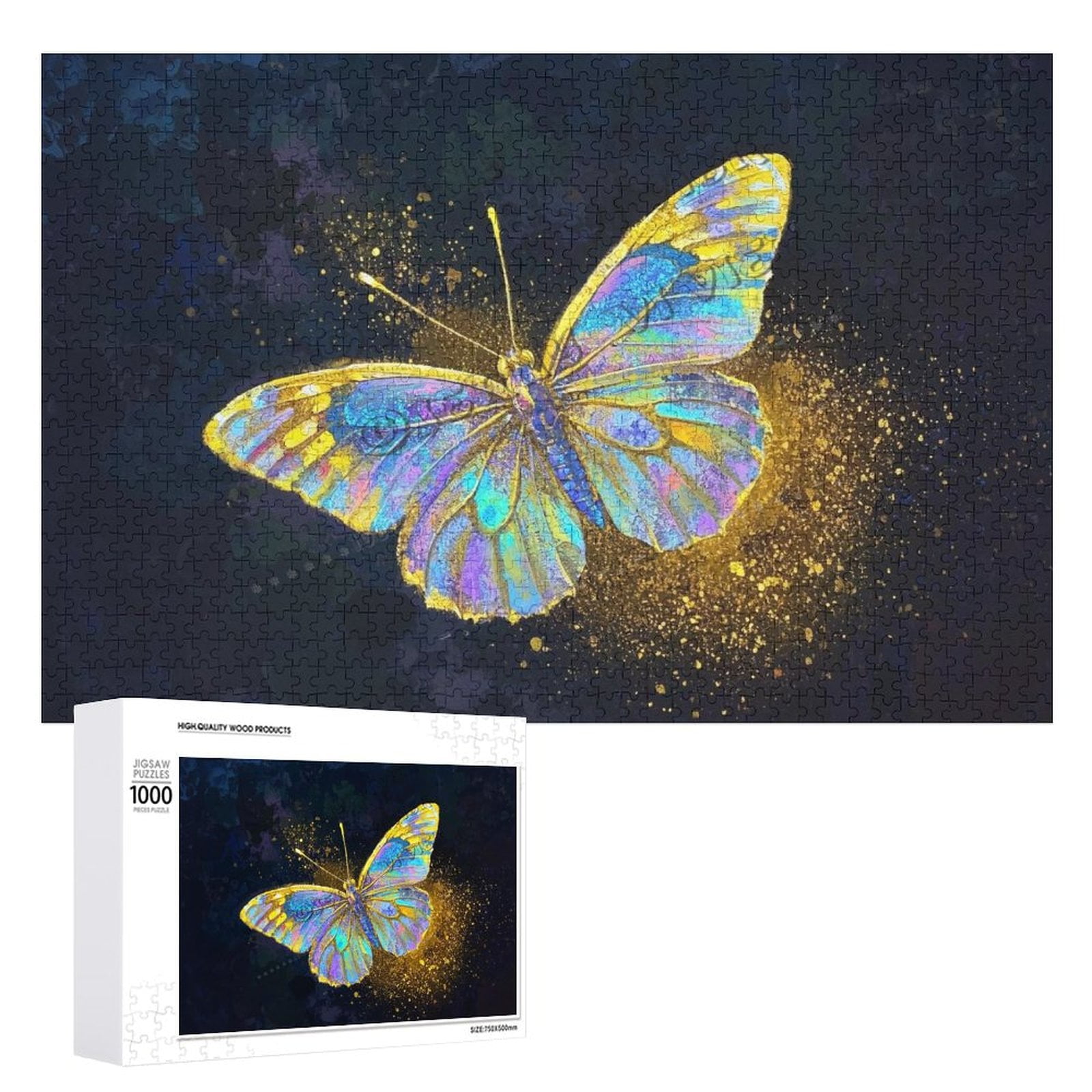 Golden Abstract Butterfly Puzzle for Adults – 1000 Piece Wooden Puzzle ...