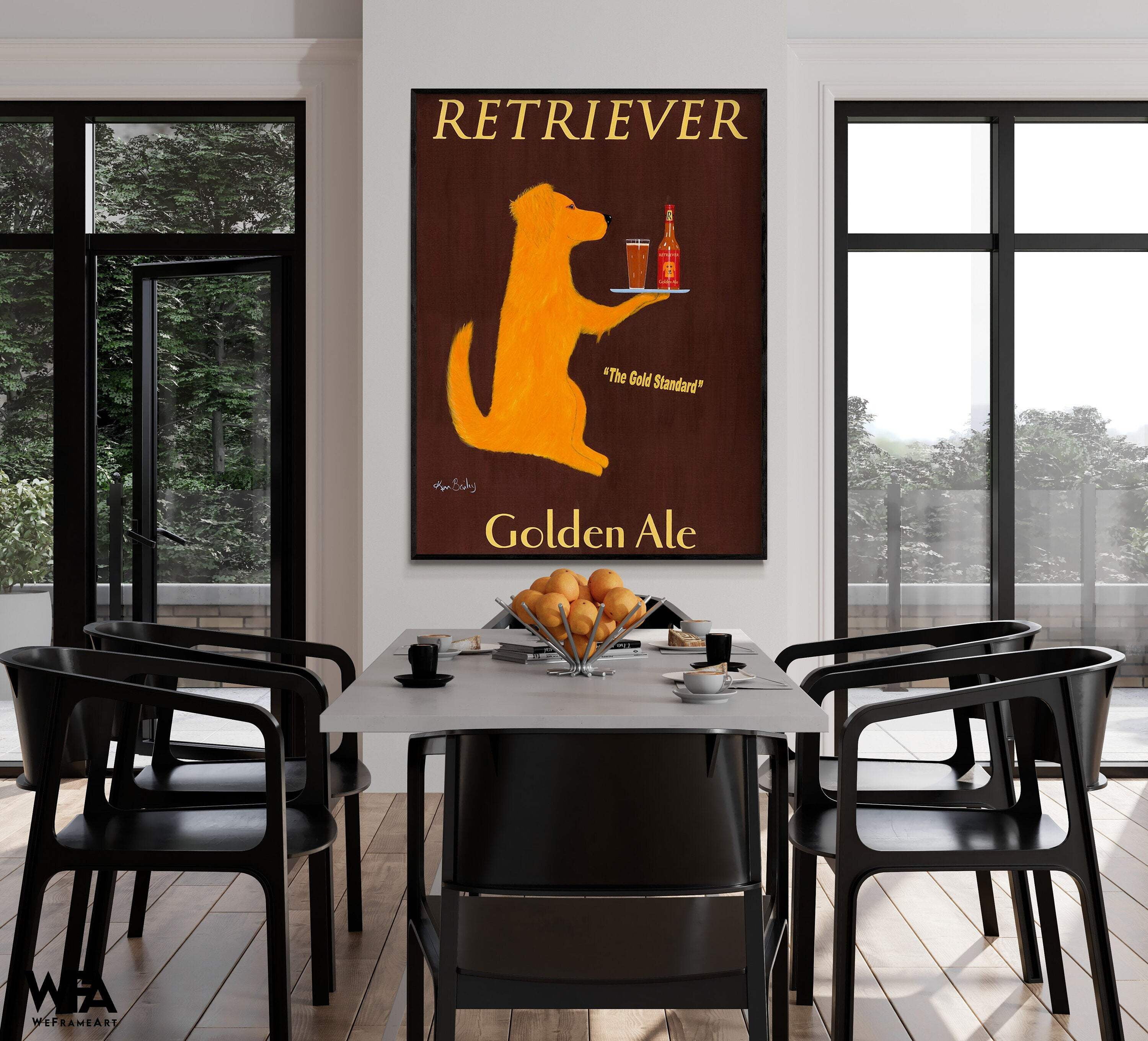 Golden Ale by Ken Bailey, Beer Bar Wall Decor, Pet Friendly Bar Wall Art, Cool Golden Retriever ...