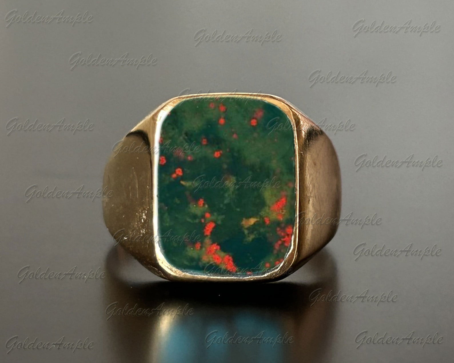 Golden Ample Bloodstone Ring, 925 Sterling Silver, Statement Ring ...