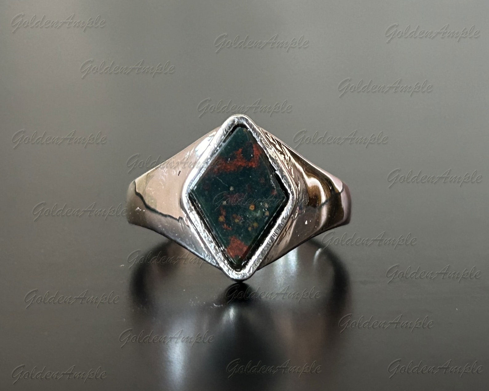 Golden Ample Natural Bloodstone Ring, Bloodstone Ring, 925 Sterling ...